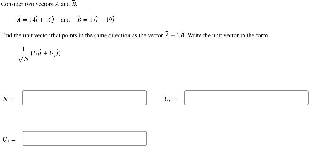 Solved Consider two vectors A and B. A = 14ỉ + 169 and B = | Chegg.com