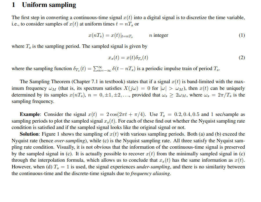 The first step in converting a continuous-time signal | Chegg.com