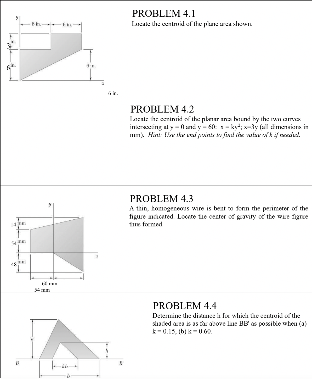 Solved PROBLEM 4.1Locate the centroid of the plane area | Chegg.com