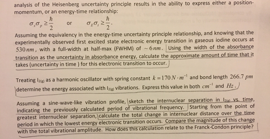 Solved analysis of the Heisenberg uncertainty principle | Chegg.com