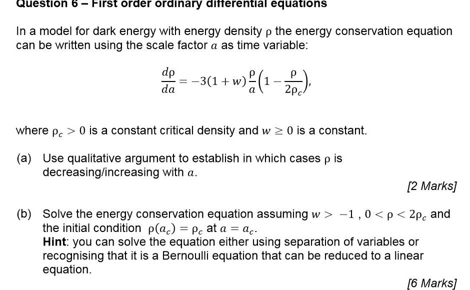 Solved Question 6 - First order ordinary differential | Chegg.com