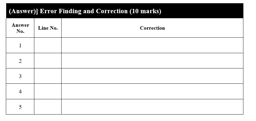 Solved (Answer)] Error Finding and Correction (10 marks) | Chegg.com