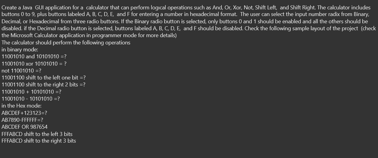 Solved Create a Java GUI application for a calculator that | Chegg.com