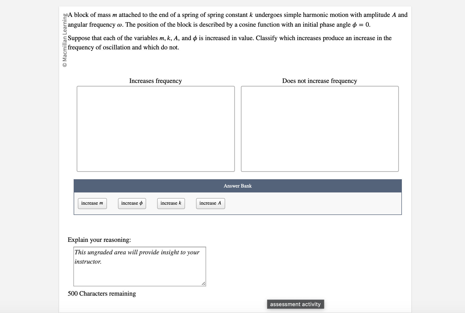 Solved ∞.A block of mass m ﻿attached to the end of a spring | Chegg.com