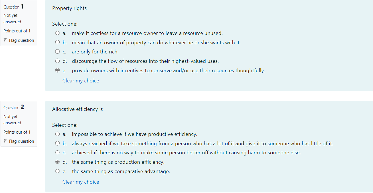 Solved Property rights Select one: a. make it costless for a | Chegg.com