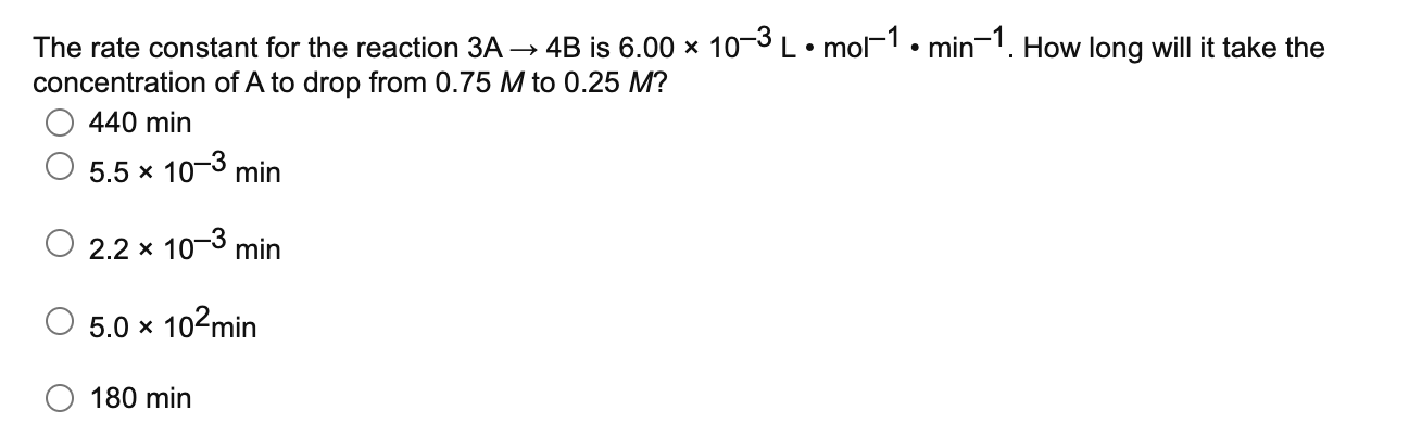 The rate constant for the reaction 3A→4B is 6.00×10−3 | Chegg.com