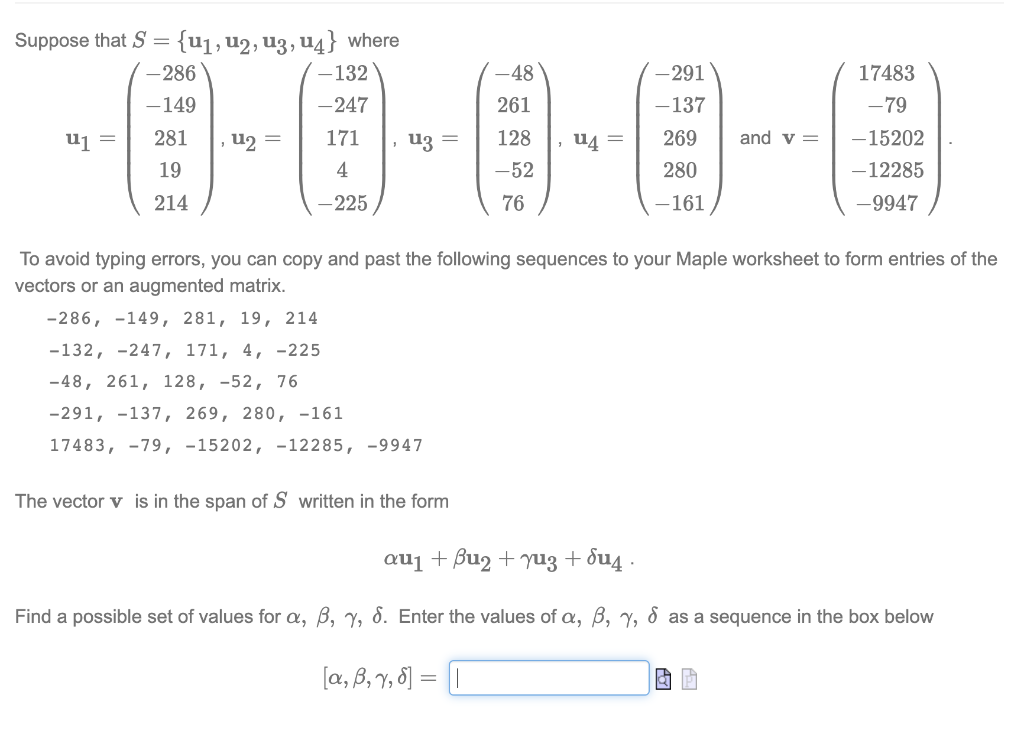Solved Suppose that S={u1,u2,u3,u4} where | Chegg.com