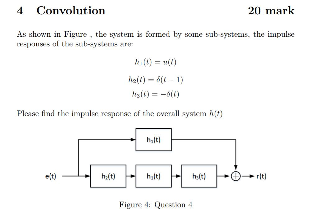 Solved 4 Convolution 20 mark As shown in Figure , the system | Chegg.com