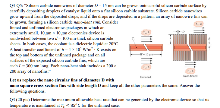 Solved Q3-Q5: "Silicon carbide nanowires of diameter D=15 nm | Chegg.com