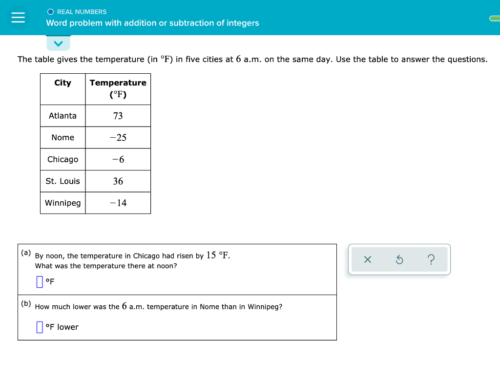 Solved III O REAL NUMBERS Word problem with addition or | Chegg.com