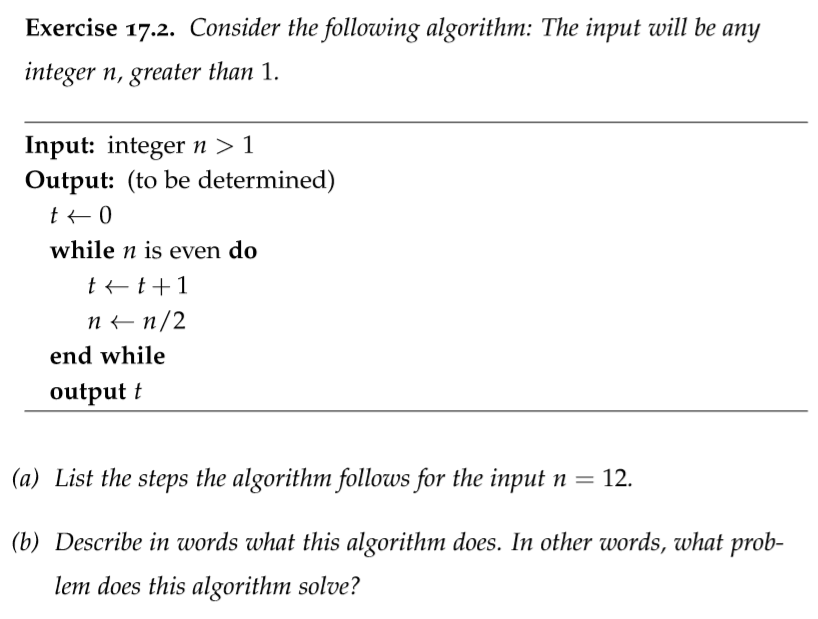 Solved Exercise 172 Consider The Following Algorithm The 7178