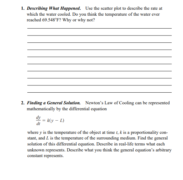 Solved LAB NEWTON'S LAW OF COOLING Exponential Decay ne | Chegg.com