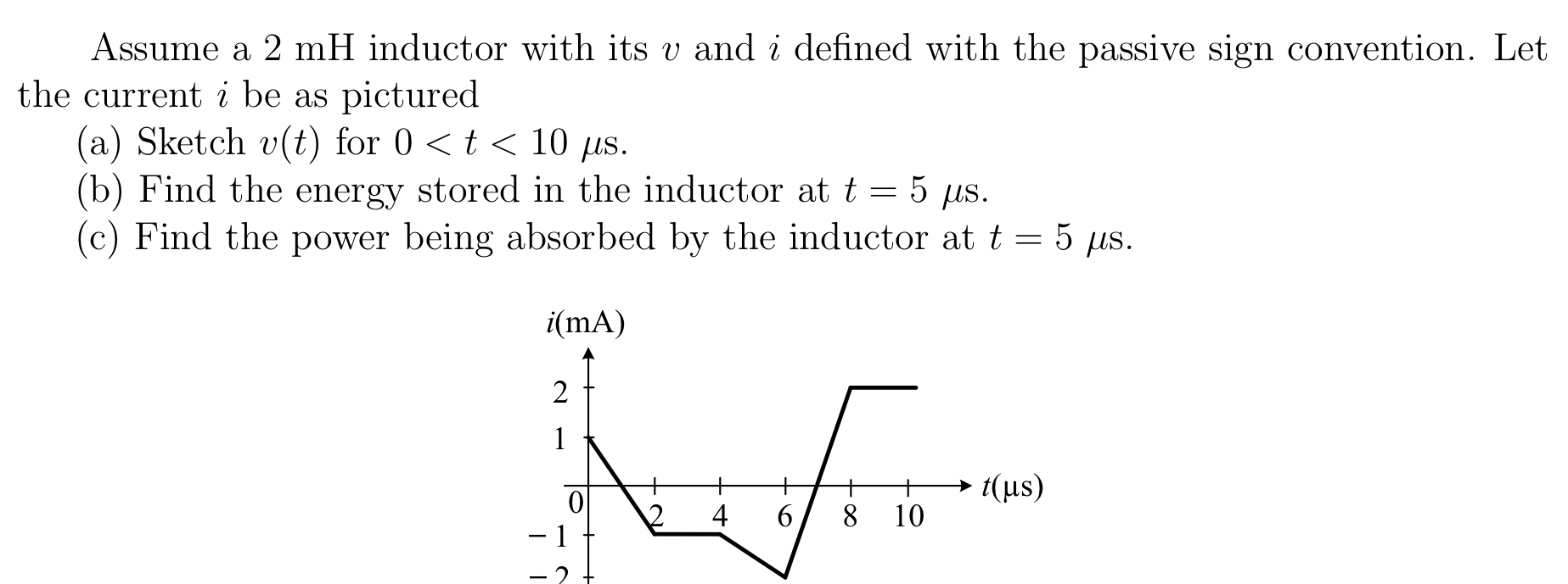 Solved Assume a 2mH inductor with its v and i defined with | Chegg.com