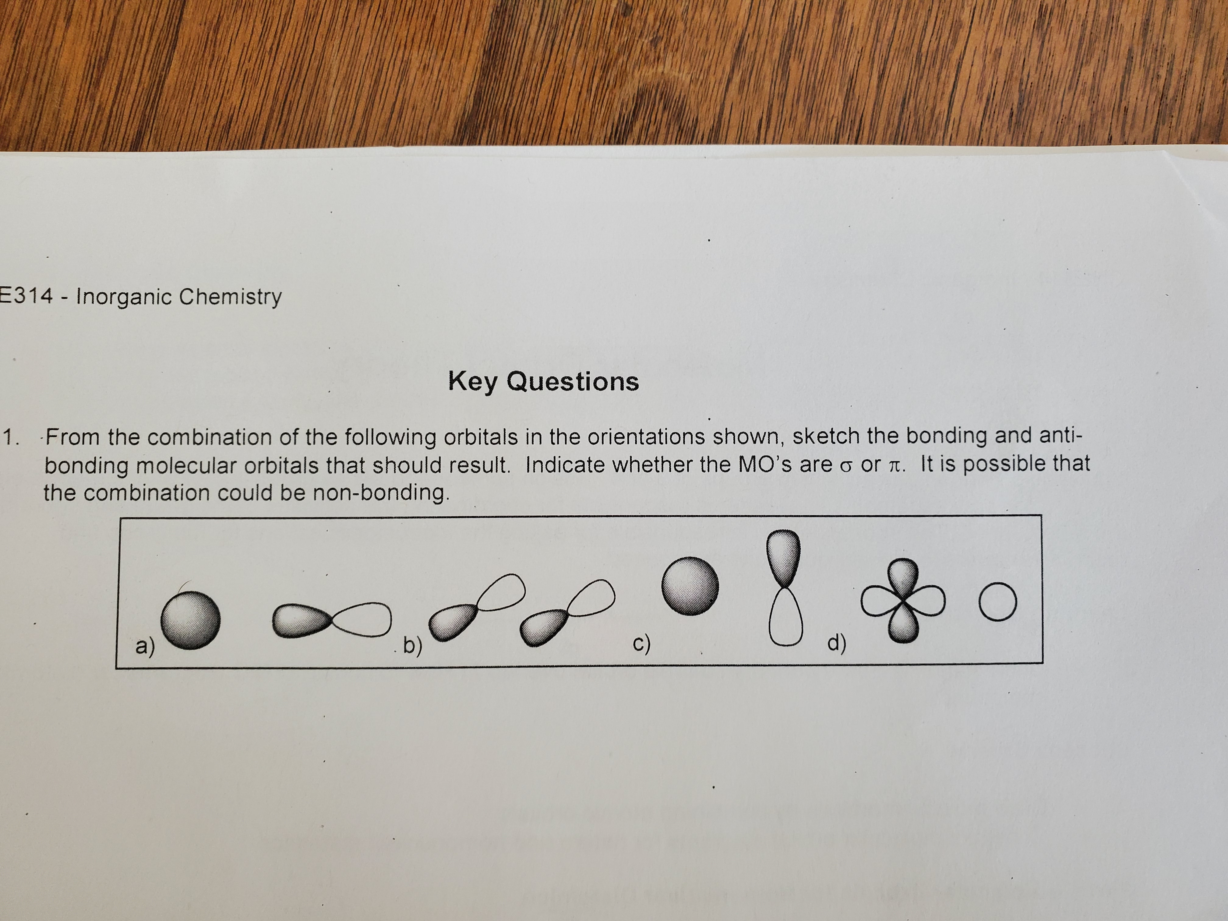 Solved From the combination of the following orbitals in the | Chegg.com