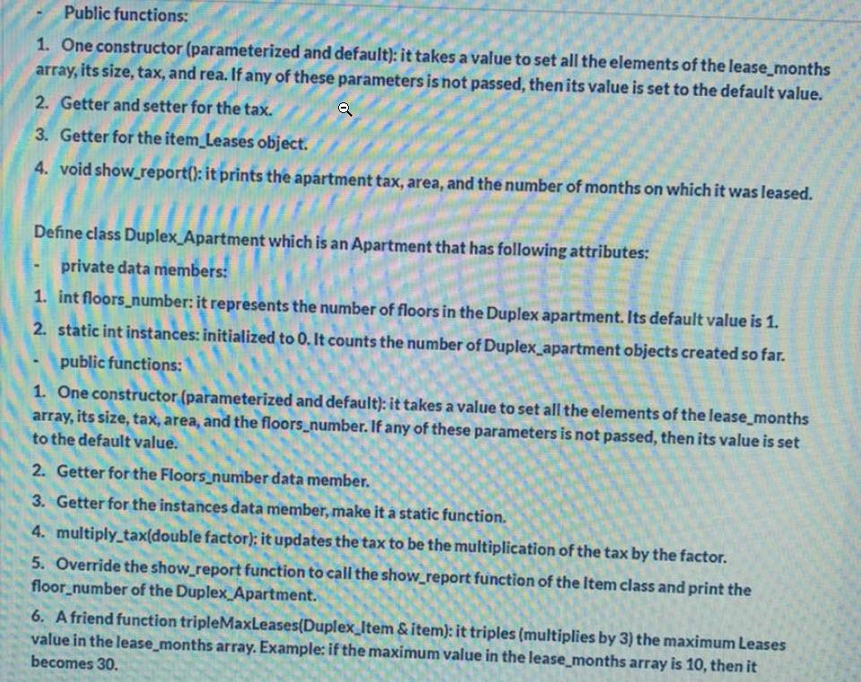 Solved 1.0 Class definition (header files contents) -- 16 | Chegg.com