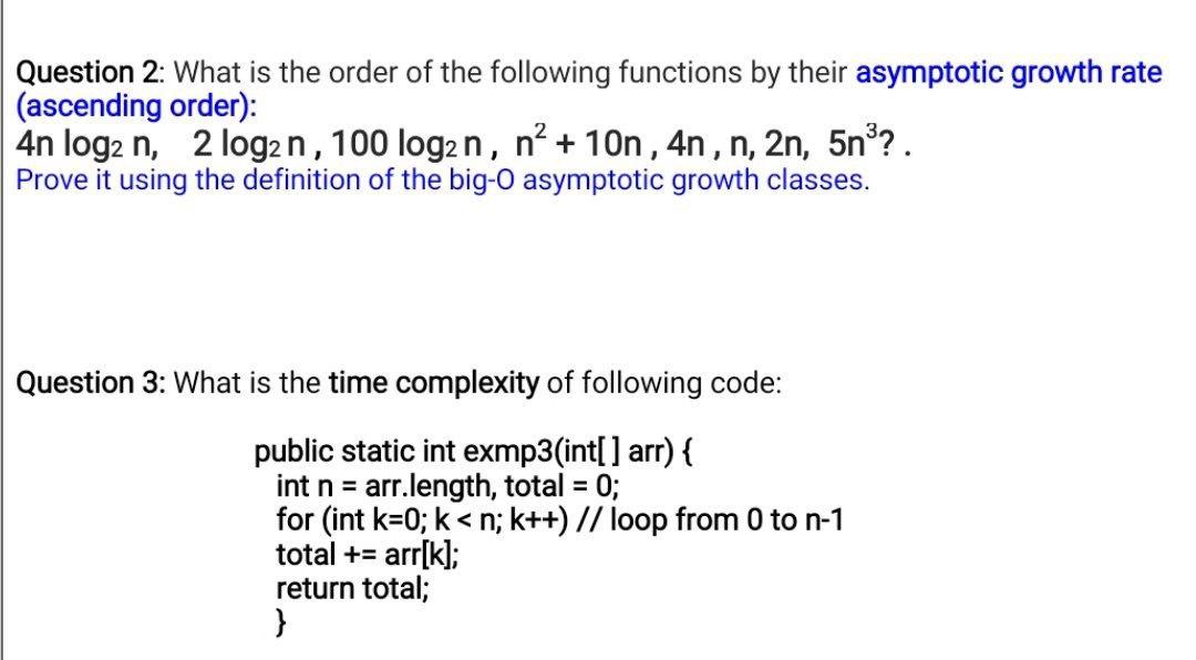 Solved Question 2: What is the order of the following | Chegg.com
