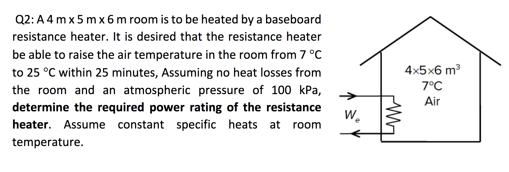 Solved Q2: A 4 m×5 m×6 m room is to be heated by a baseboard | Chegg.com