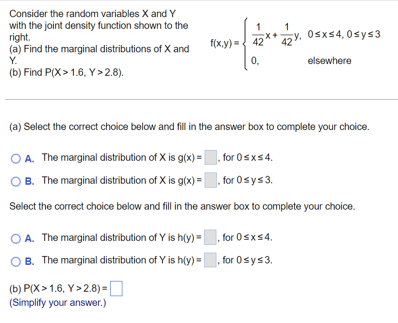Solved 1 Consider the random variables X and Y with the | Chegg.com