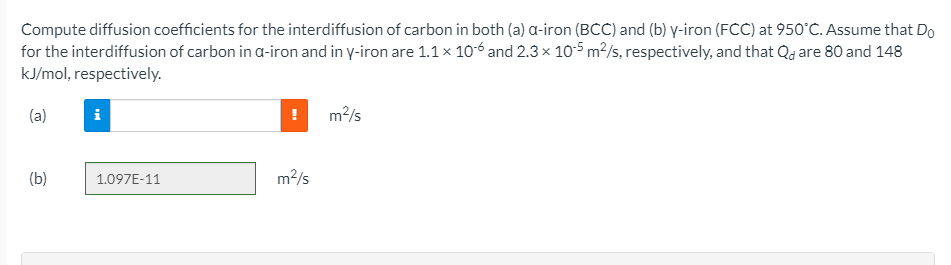 Solved Compute Diffusion Coefficients For The Interdiffusion