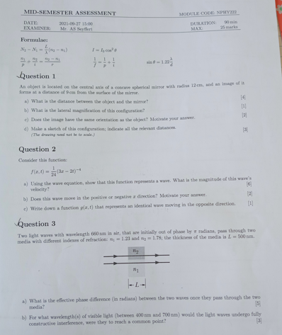Solved MODUCODENPSY MID-SEMESTER ASSESSMENT DATE 2001-09-27 | Chegg.com