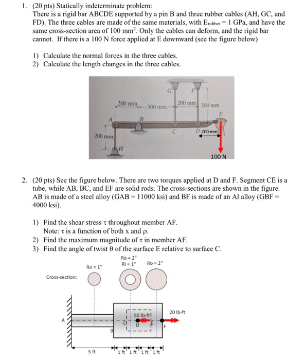 Solved I. (20 pts) Statically indeterminate problem: There | Chegg.com