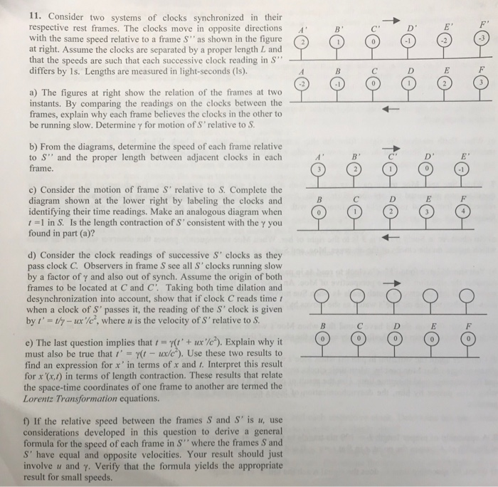 11. Consider two systems of clocks synchronized in | Chegg.com