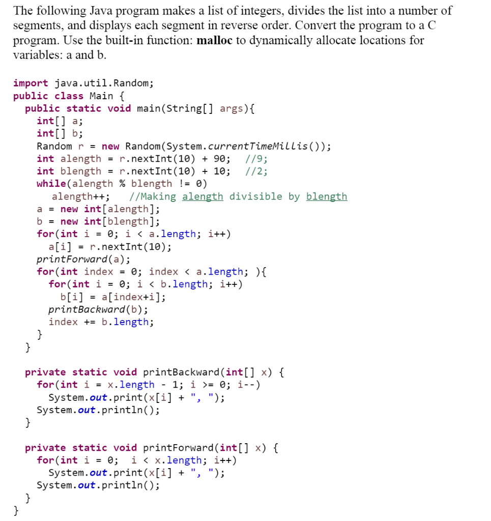 Solved The following Java program makes a list of integers, | Chegg.com