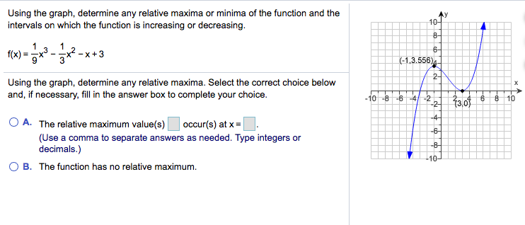 Solved Using the graph, determine any relative maxima or | Chegg.com