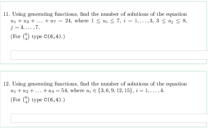 Solved 11. Using generating functions, find the number of | Chegg.com