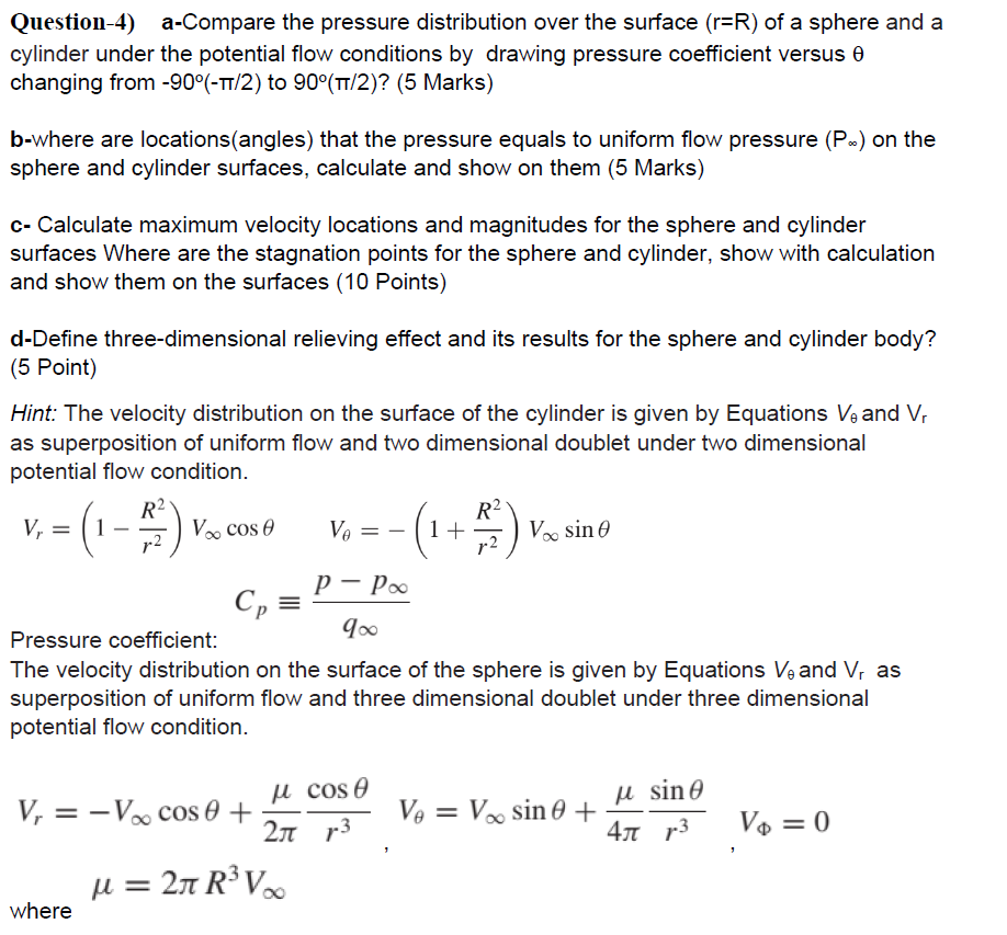 Solved Question-4) a-Compare the pressure distribution over | Chegg.com