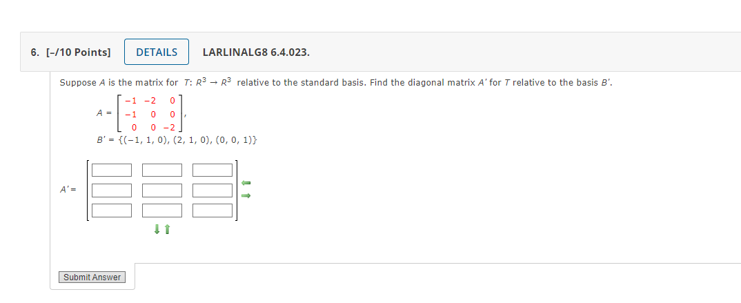 Solved Suppose A is the matrix for T:R3→R3 relative | Chegg.com