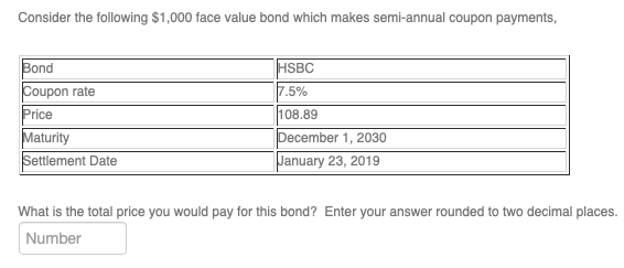 Solved Consider the following $1,000 face value bond which | Chegg.com