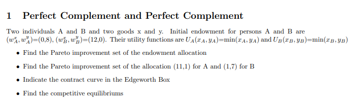 Solved 1 Perfect Complement and Perfect Complement Two | Chegg.com