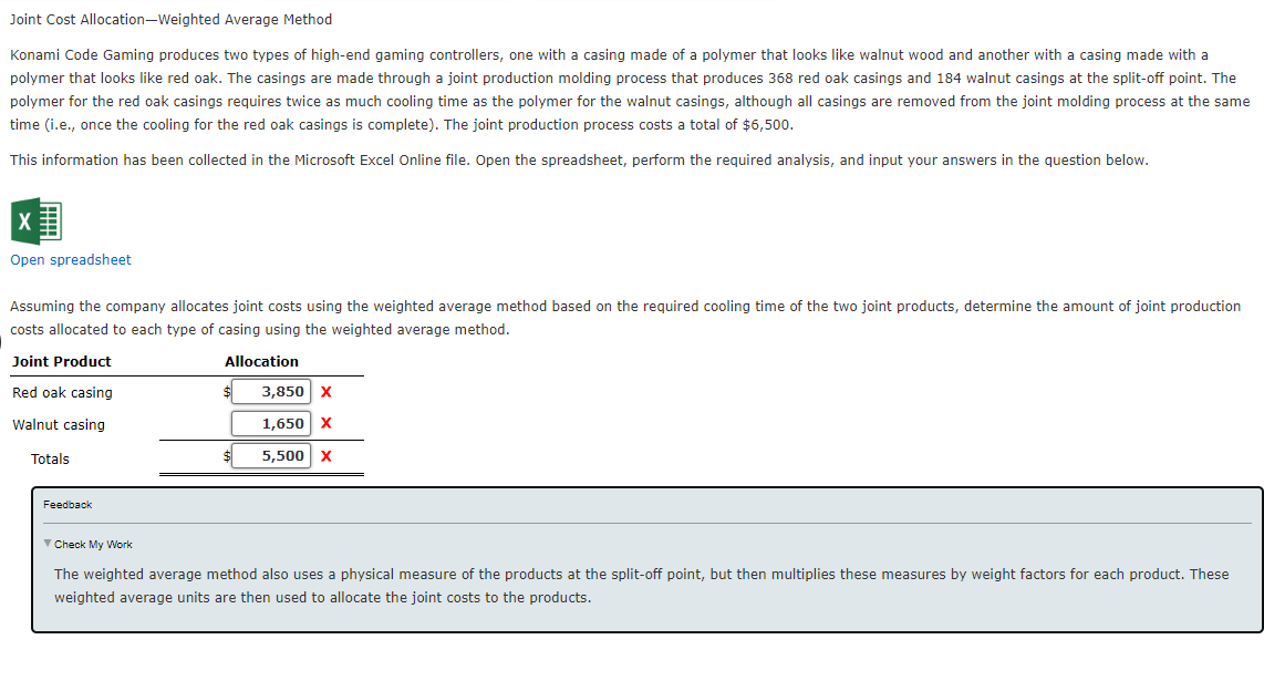 Solved Joint Cost Allocation-Weighted Average Method Konami | Chegg.com
