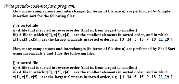 Write Pseudo Code Not Java Program How Many