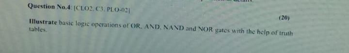 Solved Question No,4: [CLO2, C3.PLO−02] Illustrate basic | Chegg.com