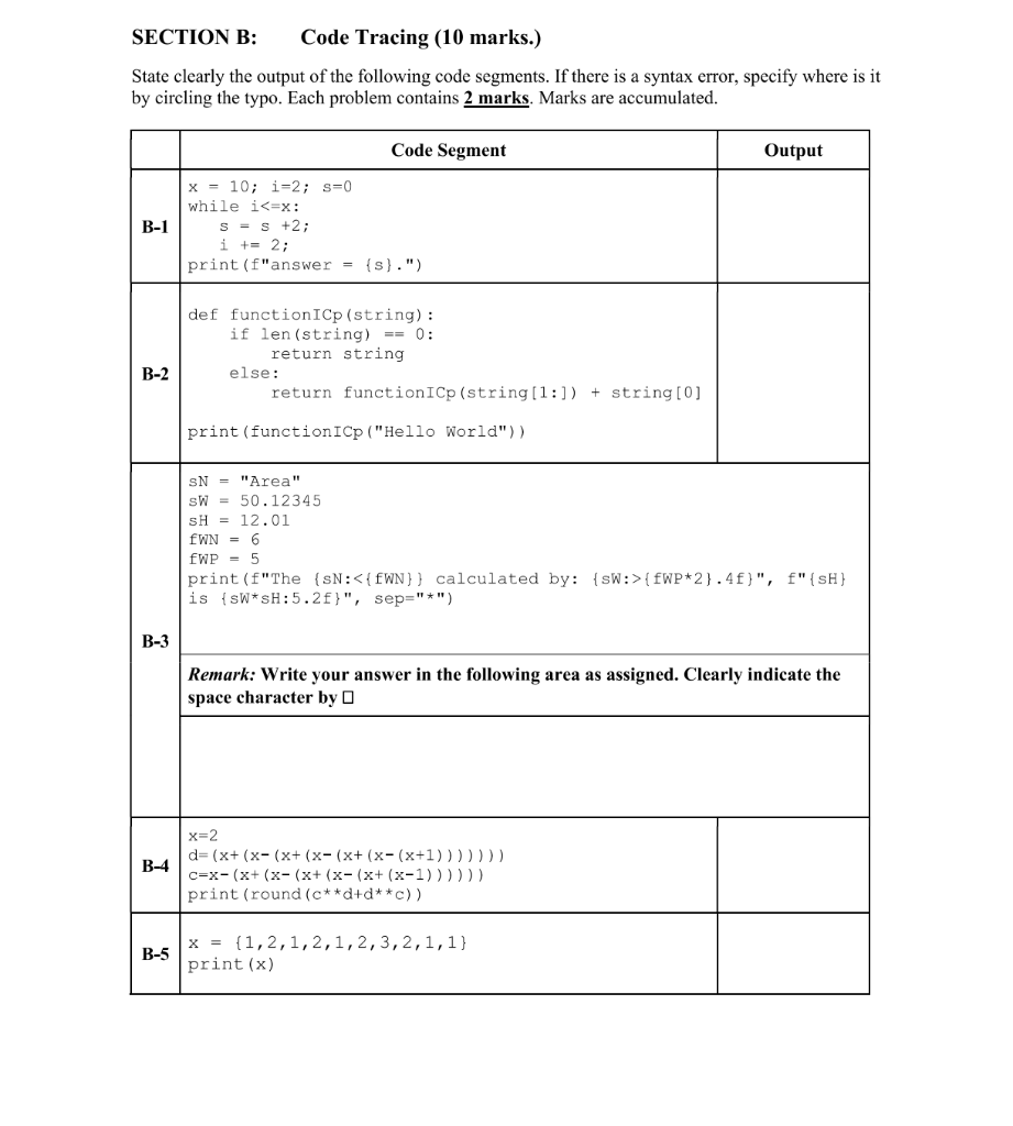 Solved SECTION A: TRUE OR FALSE (10 marks.) Determine | Chegg.com