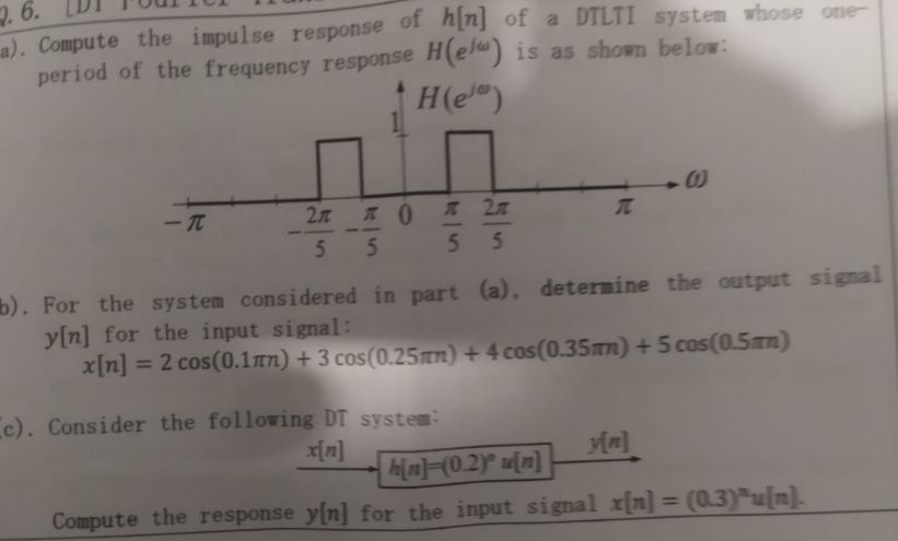 Solved A compute The Impulse Response Of H N of A Dtlti