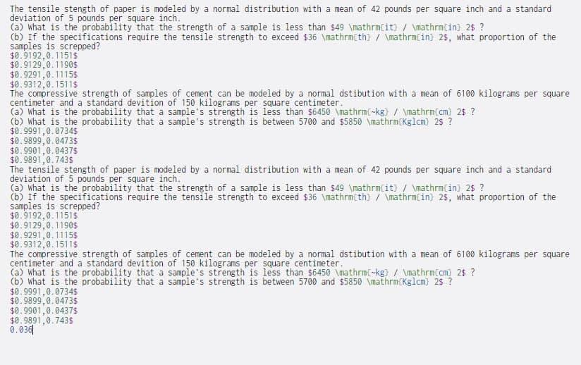 Solved The tensile stength of paper is modeled by a normal | Chegg.com