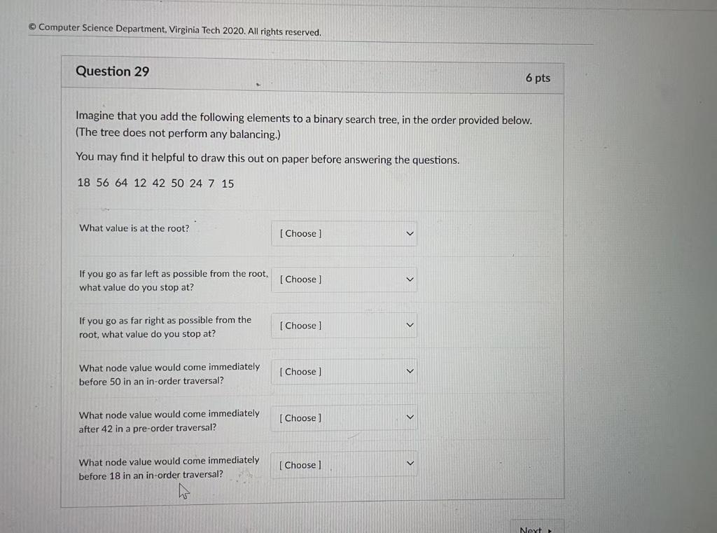Solved © Computer Science Department, Virginia Tech 2020. | Chegg.com