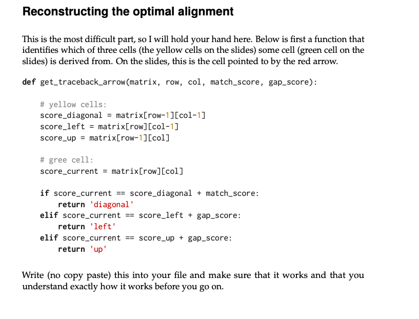Reconstructing the optimal alignment This is the most | Chegg.com