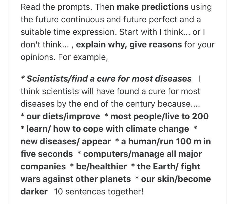 Read the prompts. Then make predictions using the | Chegg.com