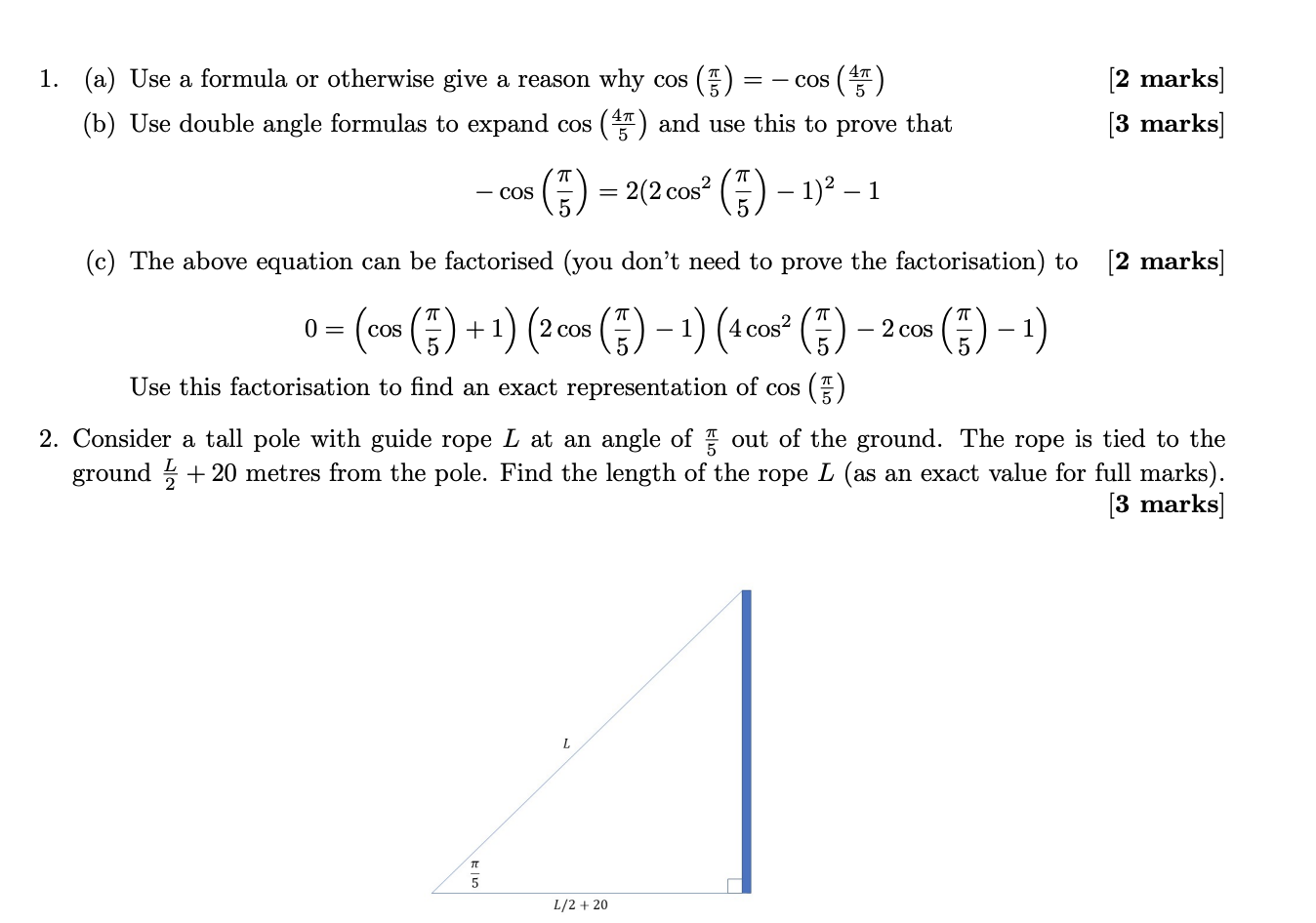 Solved = = - COS 1. (a) Use a formula or otherwise give a | Chegg.com
