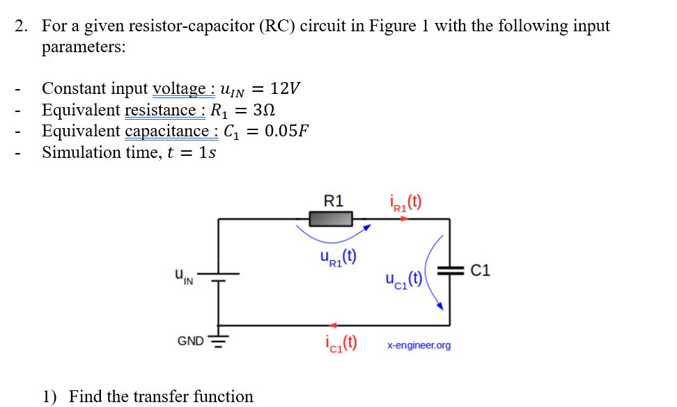 Solved 2. For a given resistor-capacitor (RC) circuit in | Chegg.com