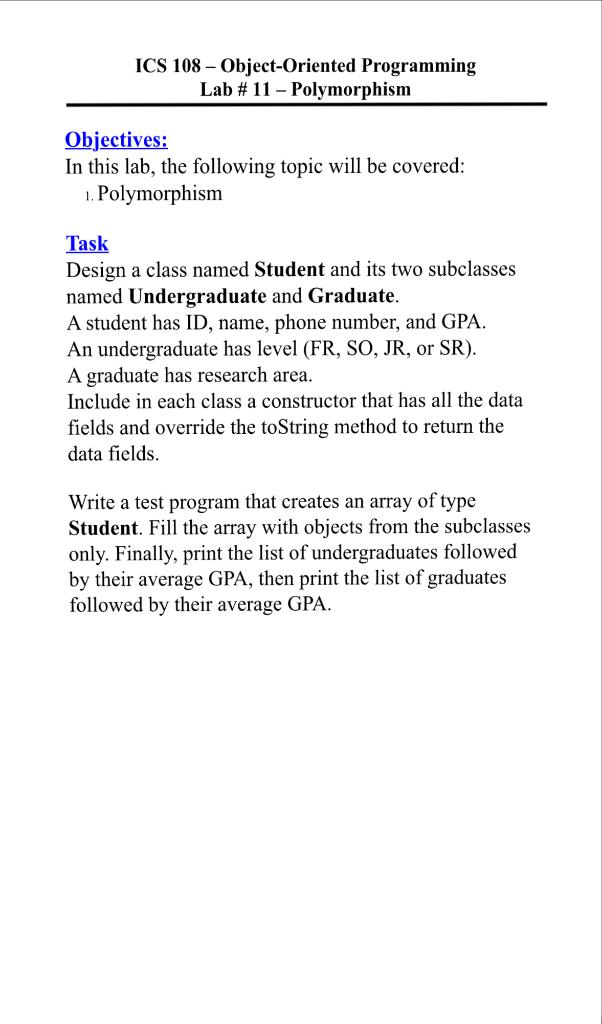 Solved Objectives: In this lab, the following topic will be | Chegg.com