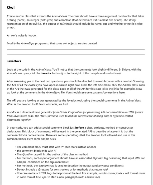 Solved Animal Consider the abstract Animal class provided. | Chegg.com