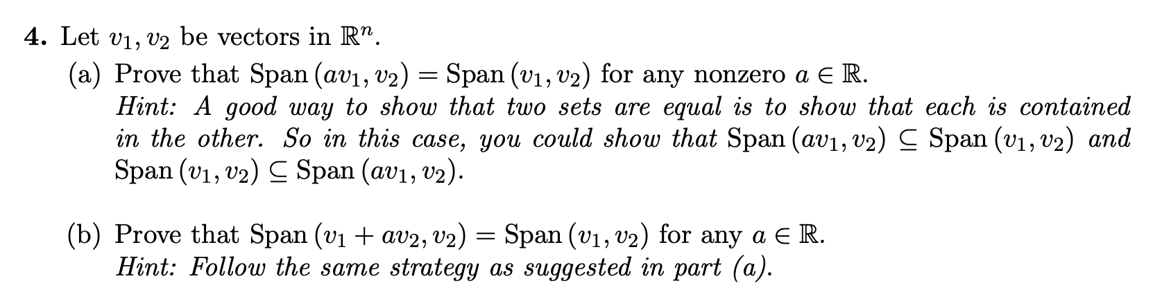 Solved 4. Let v1,v2 be vectors in Rn. (a) Prove that | Chegg.com