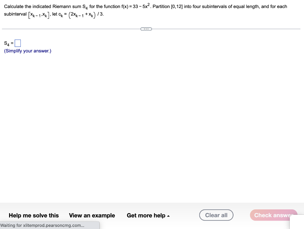 Solved Calculate the indicated Riemann sum S4 for the | Chegg.com