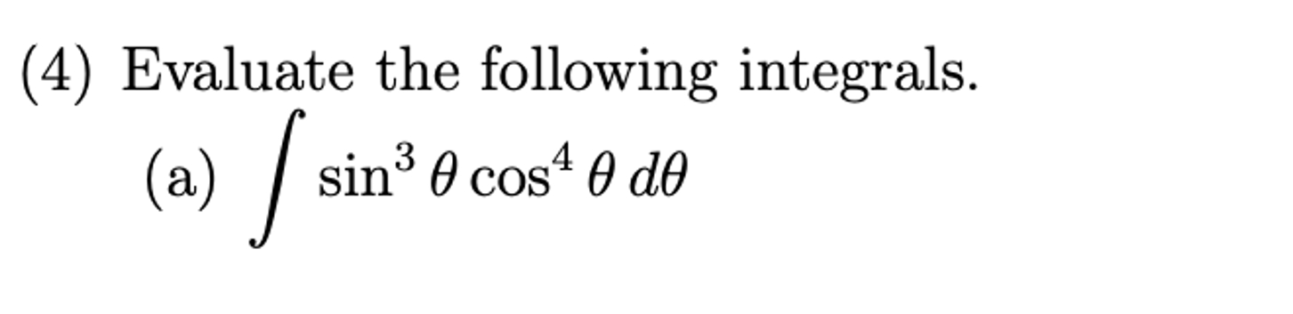 Solved (4) ﻿Evaluate the following | Chegg.com