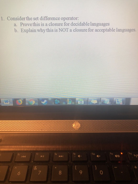 Solved 1. Consider the set difference operator: a. Provethis | Chegg.com